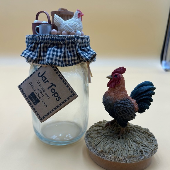 Vintage | Accents | Rooster And Hen Chickens Jar Topper Candle Topper ...